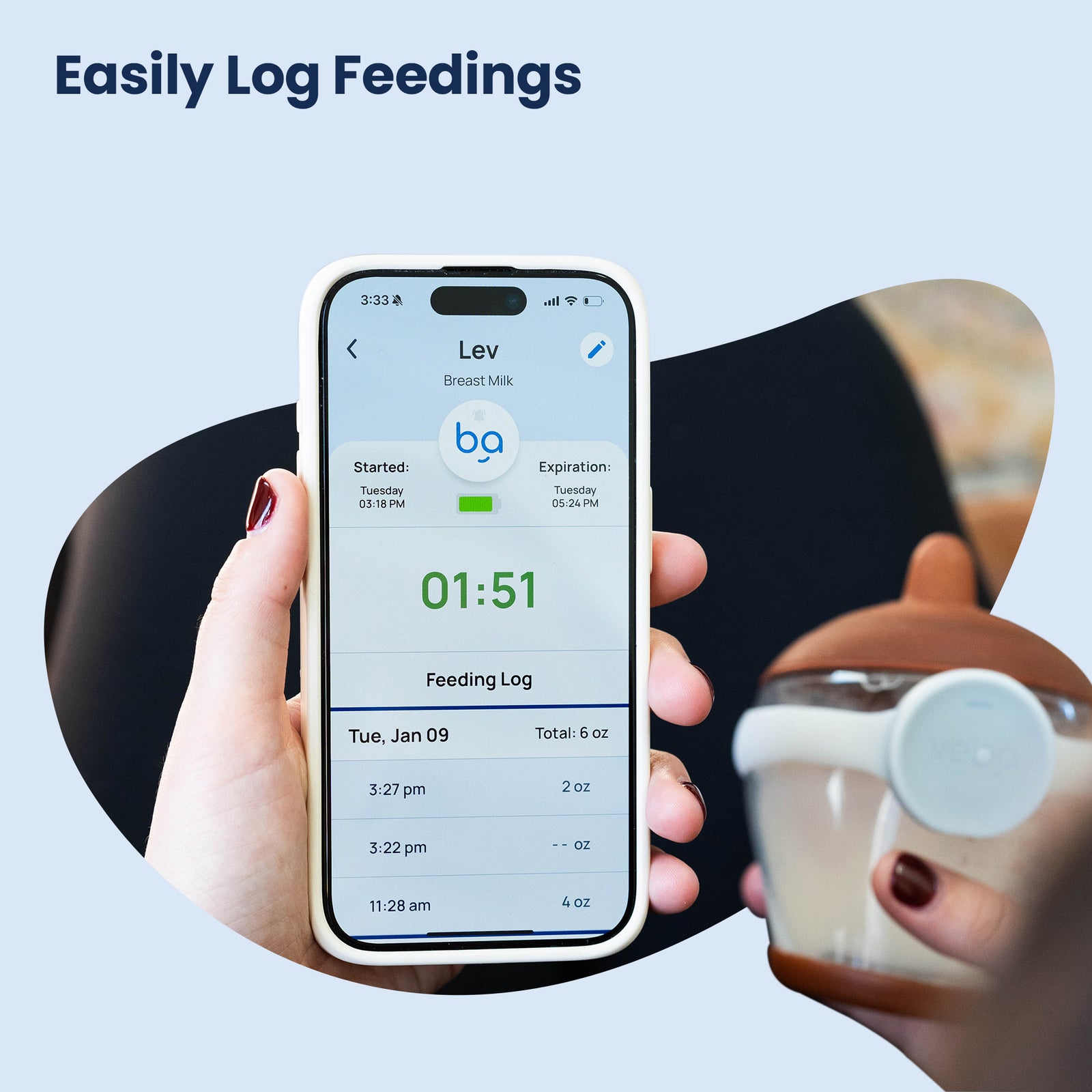 Veba - Baby Bottle Monitor for Breast Milk & Formula Expiration